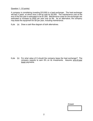 Engineering Economy (Practice Final Exam) | PDF