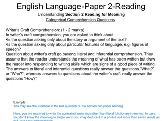 English Language 1123 Essential 2k17 comprehension | PPT