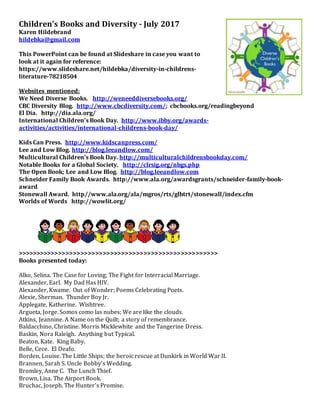 Diversity in Children's Literature | DOCX | Celebrity Families | Pop ...