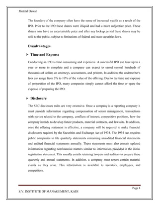 Project report on IPO | PDF
