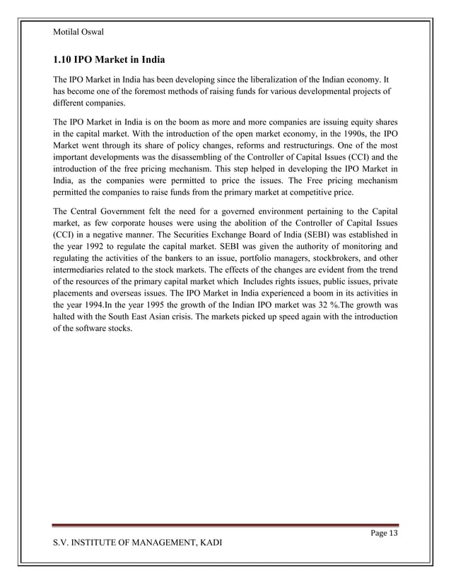 Project report on IPO