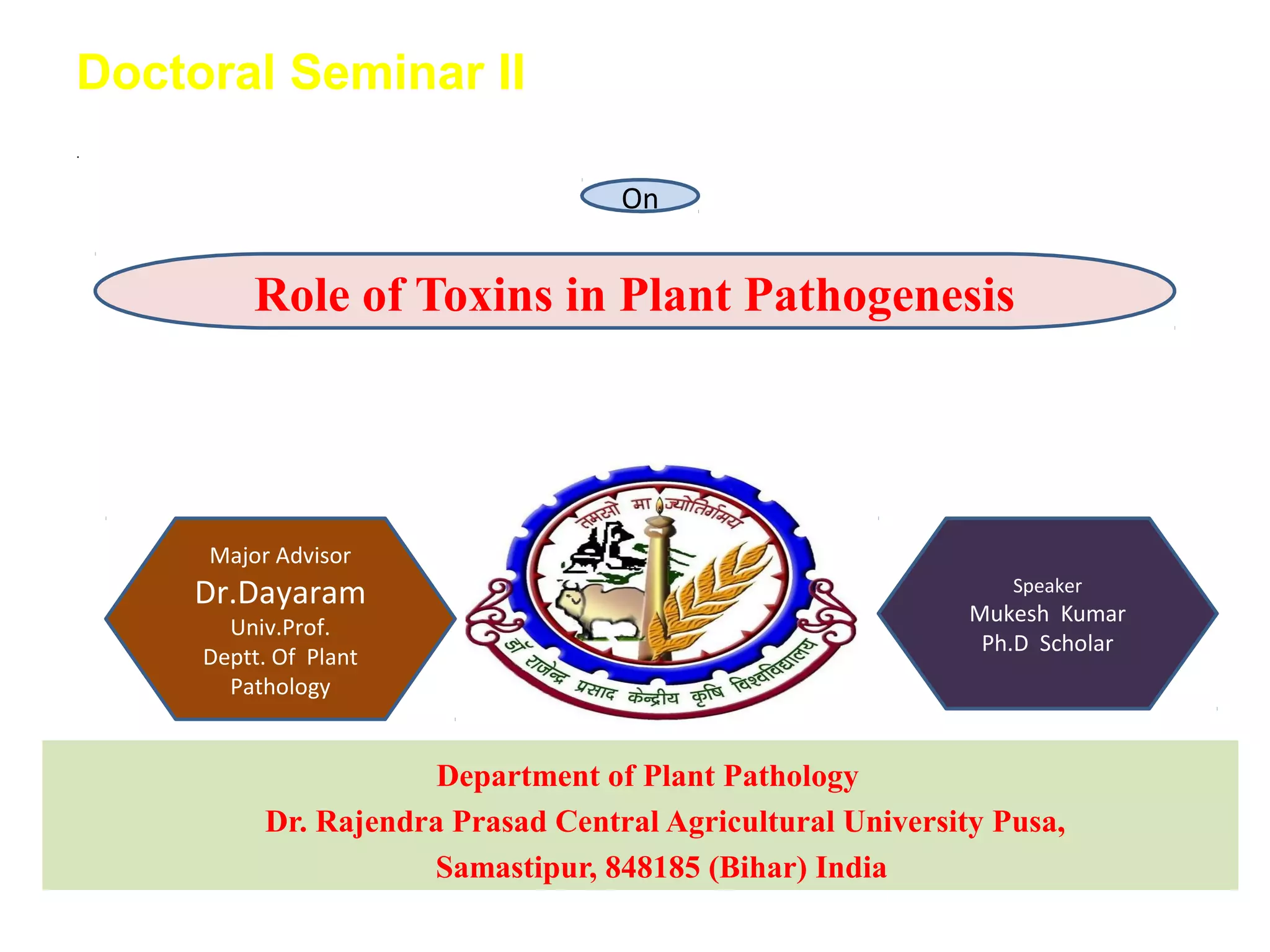 Role of Toxins in Plant Pathogenesis | PPT