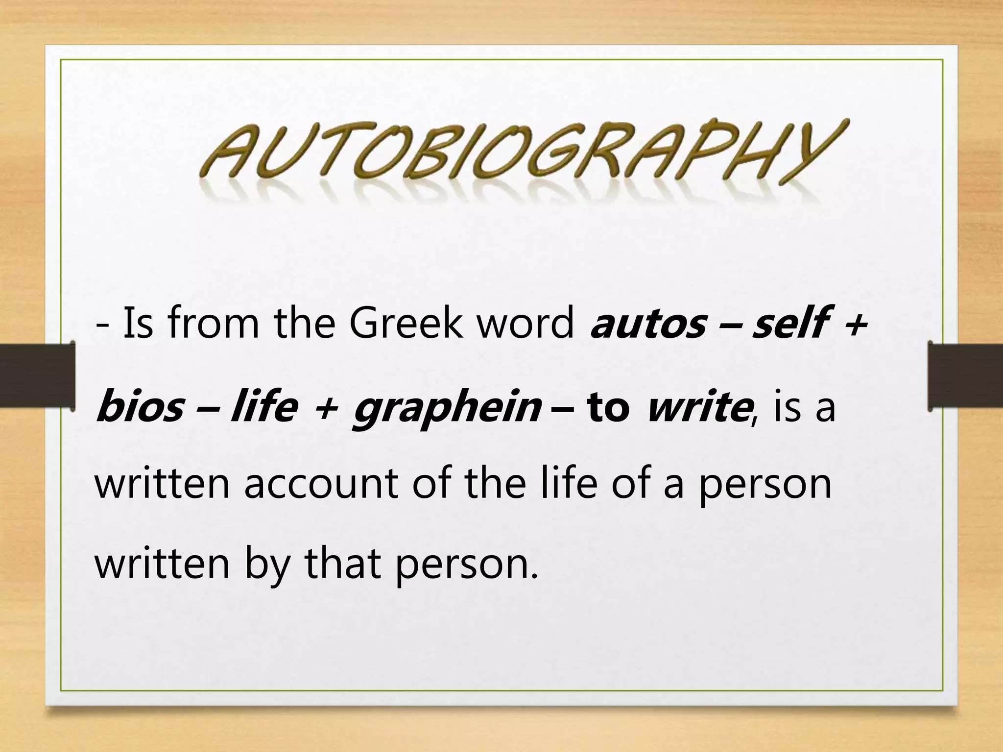 Autobiography and biography | PPTX