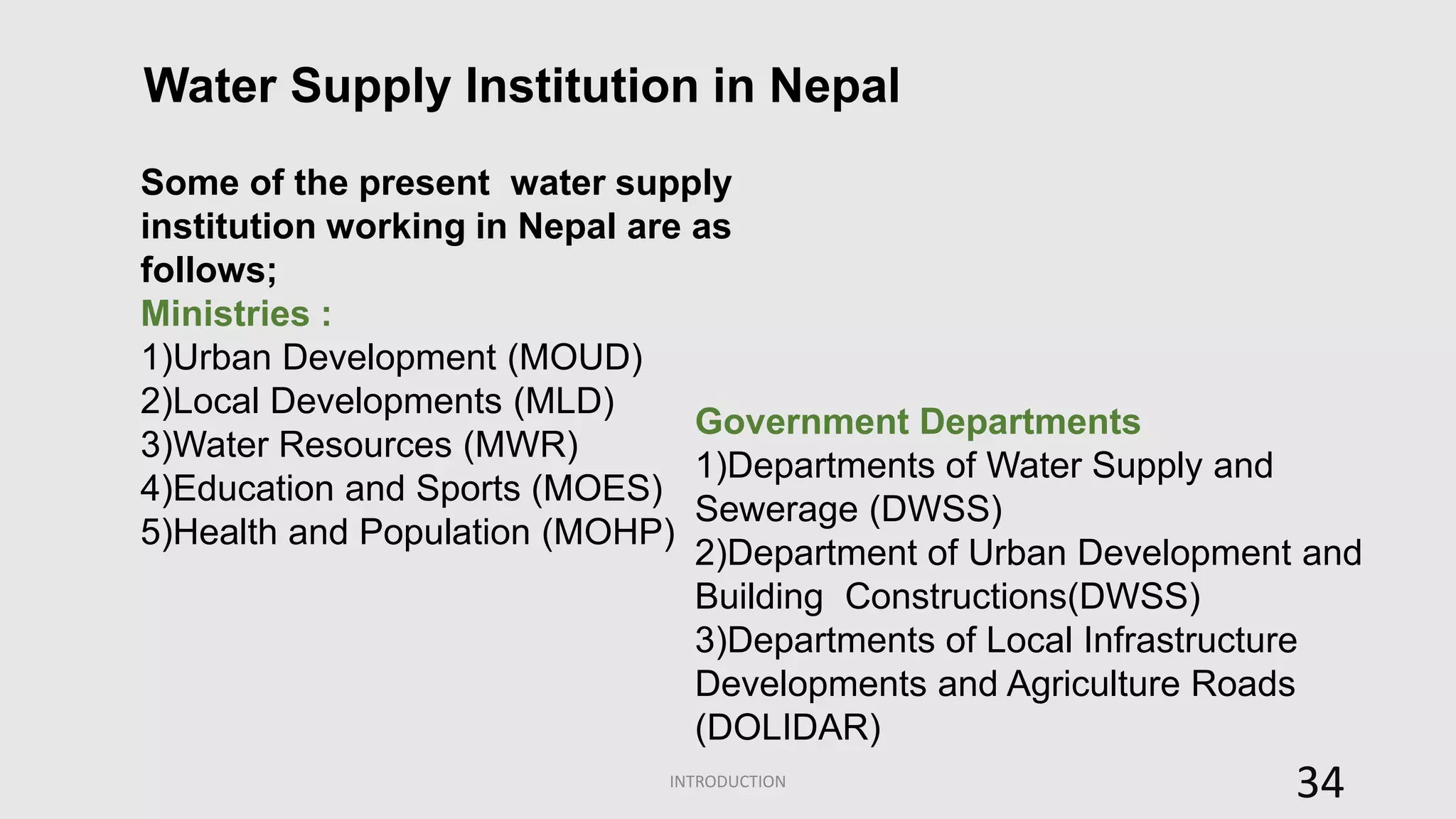 Introduction to Water Supply | PPTX
