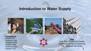 Introduction to Water Supply | PPTX