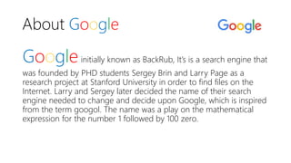 Powerpoint presentation on GOOGLE | PPT