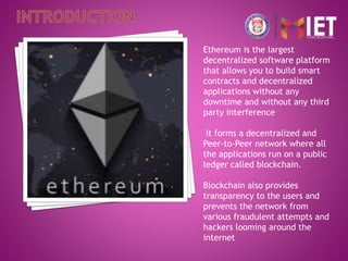 Ethereum Block Chain | PPTX