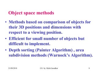 Computer Graphics (Hidden surfaces and line removal, Curves and ...