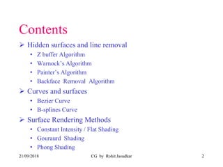 Computer Graphics (Hidden surfaces and line removal, Curves and ...
