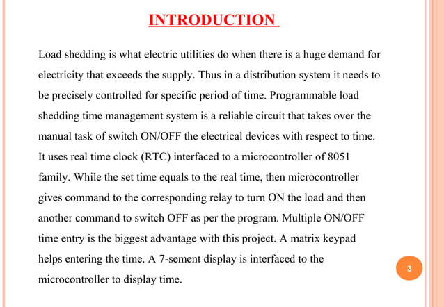 Programmable Load Shedding for the utility department | PPT
