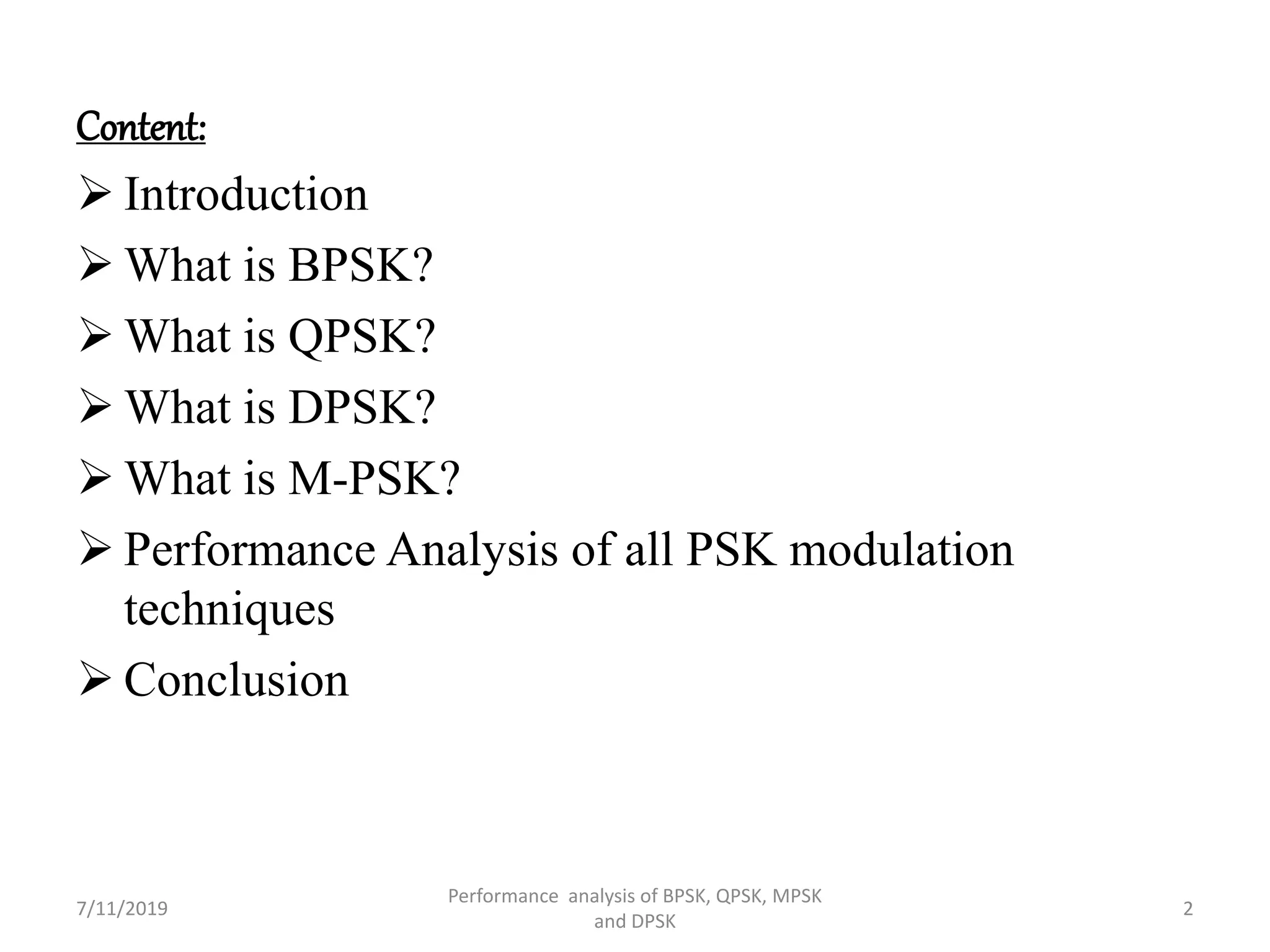 Performance Analysis (BER vs Eb/N0) of BPSK,QPSK, DPSK and M-PSK | PPTX