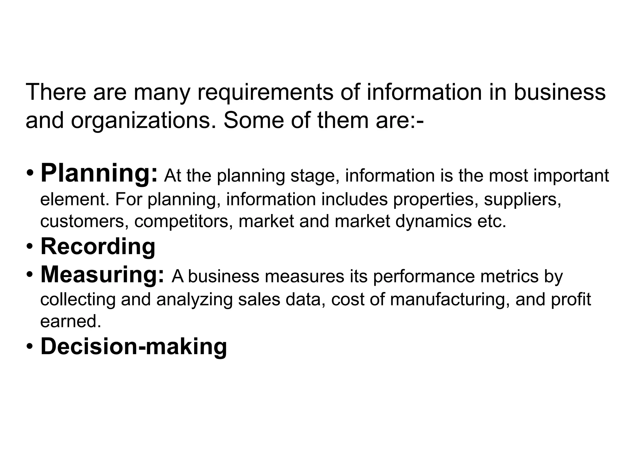 Development and Implementation of MIS and Information requirement | PPTX