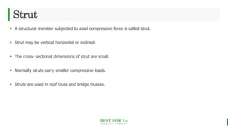 Members under compression – concept of columns and struts, concept of ...