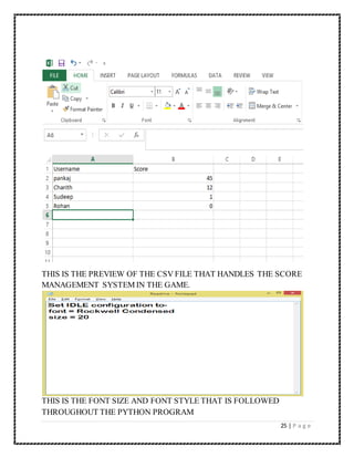 COMPUTER SCIENCE INVESTIGATORY PROJECT ON FOOTBALL GAME AND SCORE ...