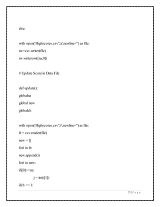 COMPUTER SCIENCE INVESTIGATORY PROJECT ON FOOTBALL GAME AND SCORE ...