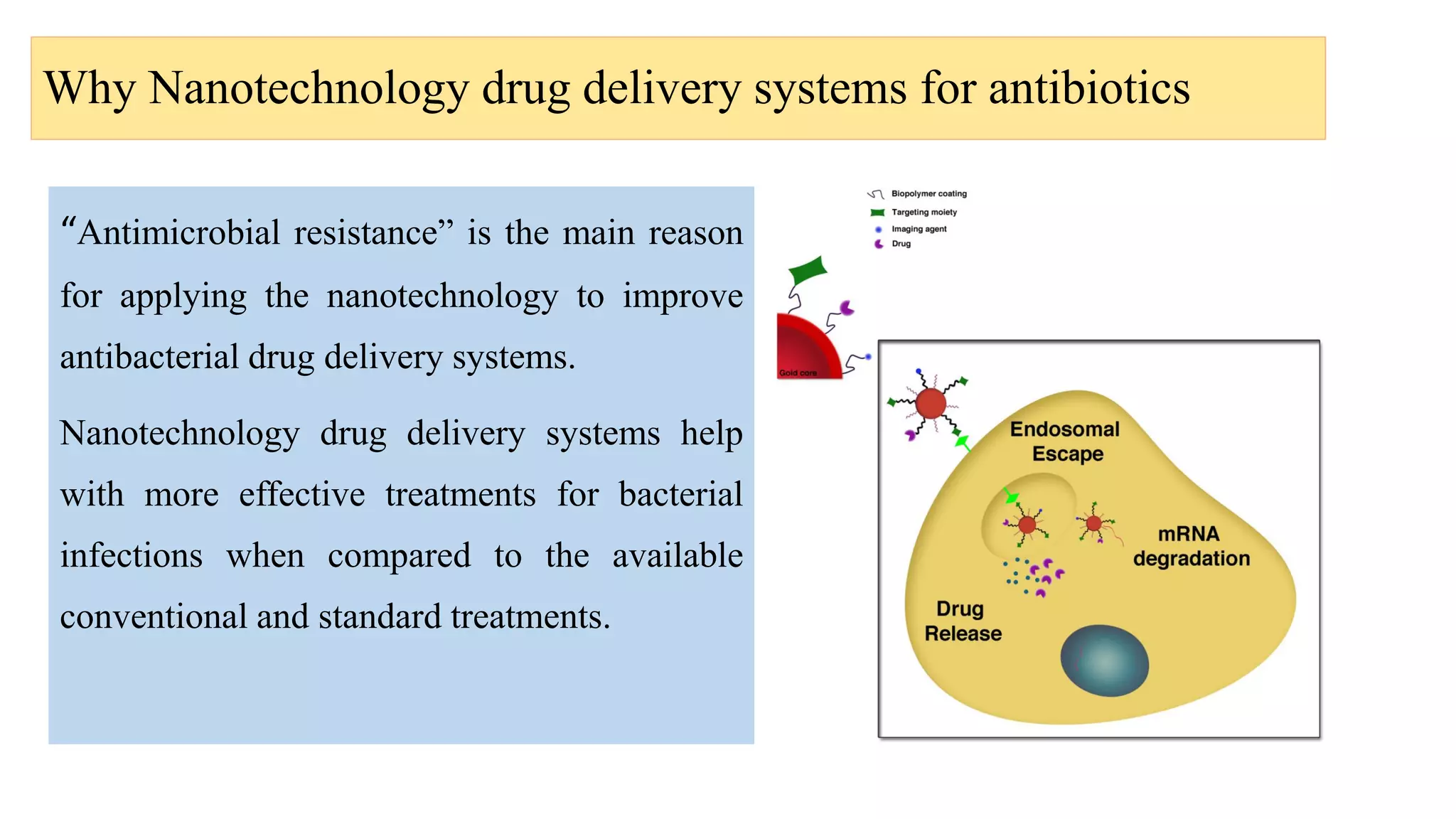 Nanotechnology Drug delivery systems for antibacterial treatments | PPT
