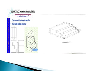 Details of Sectional view, Isometric View , Orthography View for stairs ...