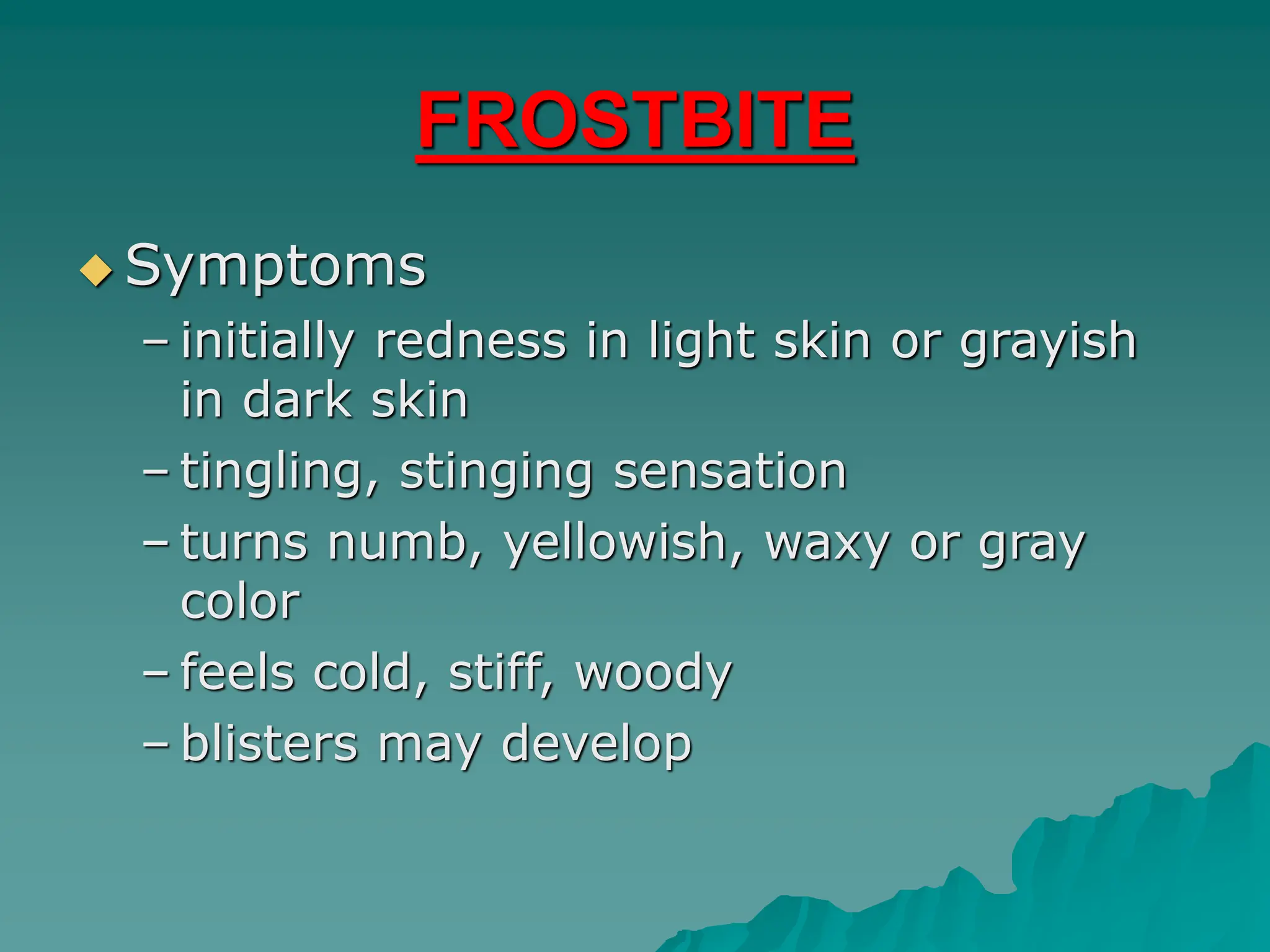 COLD INJURIES: DESCRIPTION, TREATMENT AND PREVENTION | PPT