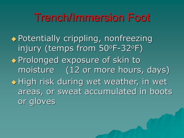 COLD INJURIES: DESCRIPTION, TREATMENT AND PREVENTION | PPT