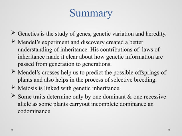 Genetics ( The Mendelian and Non-Mendelian) | PPT