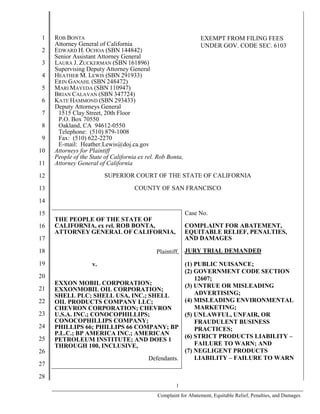 California State Climate Law Suit vs Big Oil | PDF