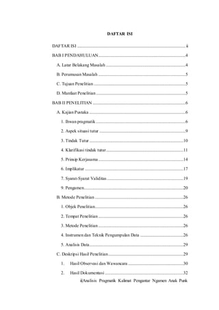 Analisis Pragmatik Kalimat Pengantar Ngamen Anak Punk | PDF