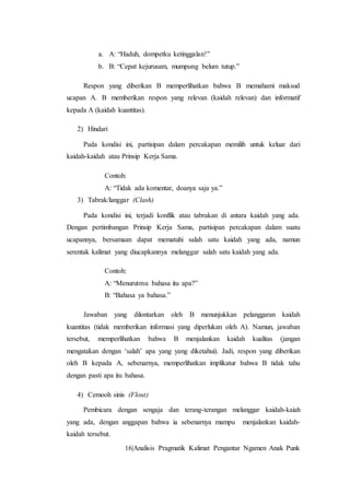 Analisis Pragmatik Kalimat Pengantar Ngamen Anak Punk | PDF