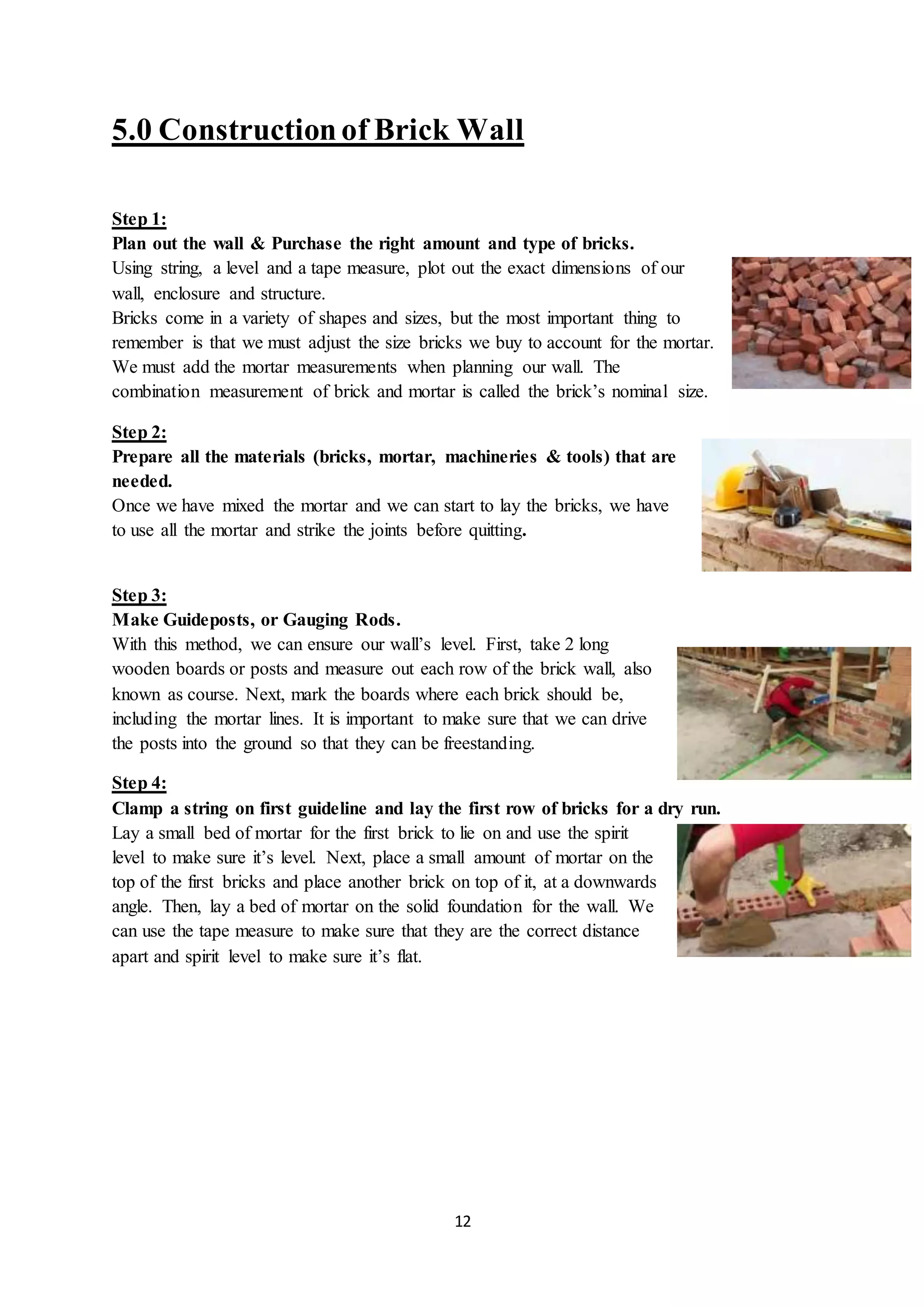 Construction of Brick Wall | DOCX