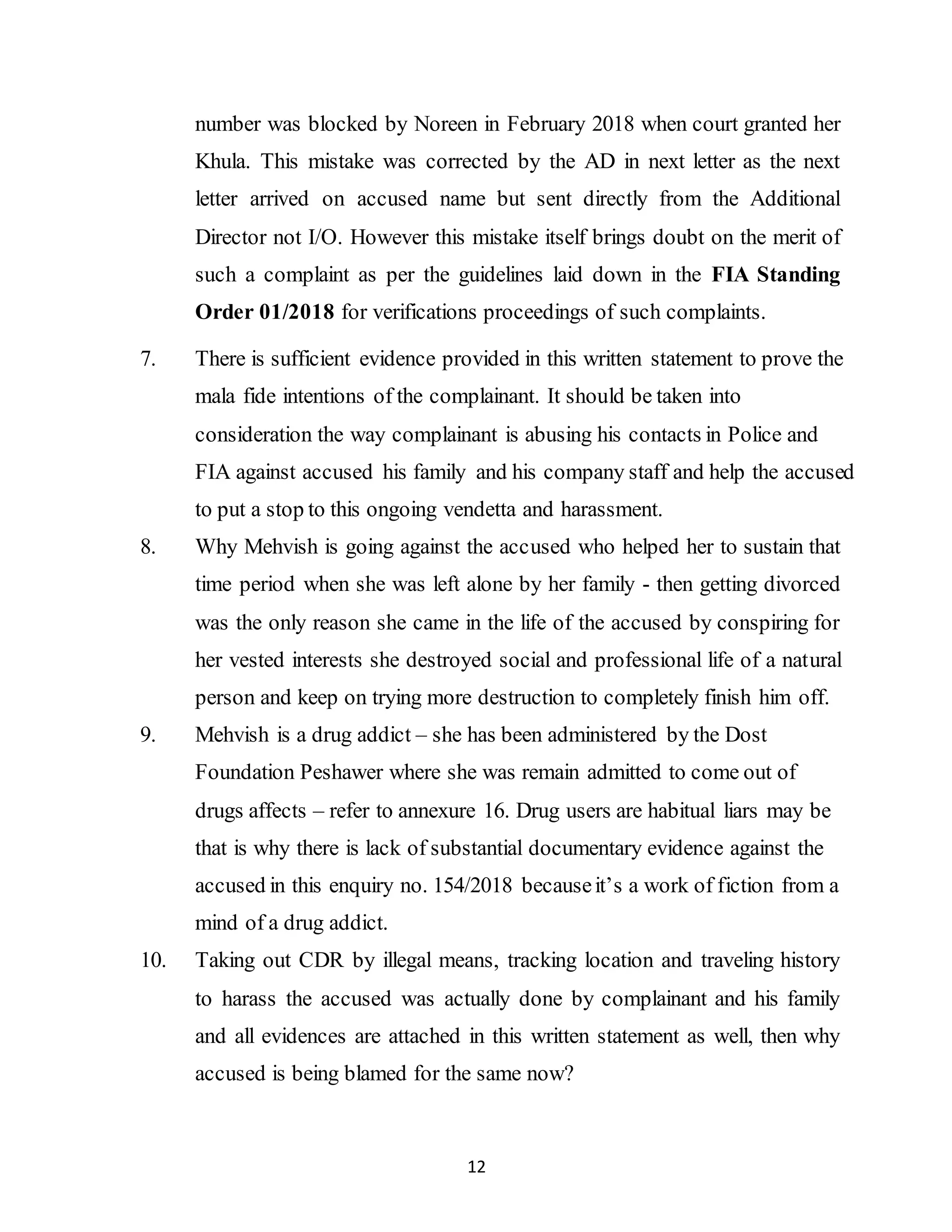 Written Statement in FIA cyber crime inquiry case exposing a trend of ...