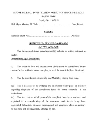 Written Statement in FIA cyber crime inquiry case exposing a trend of ...