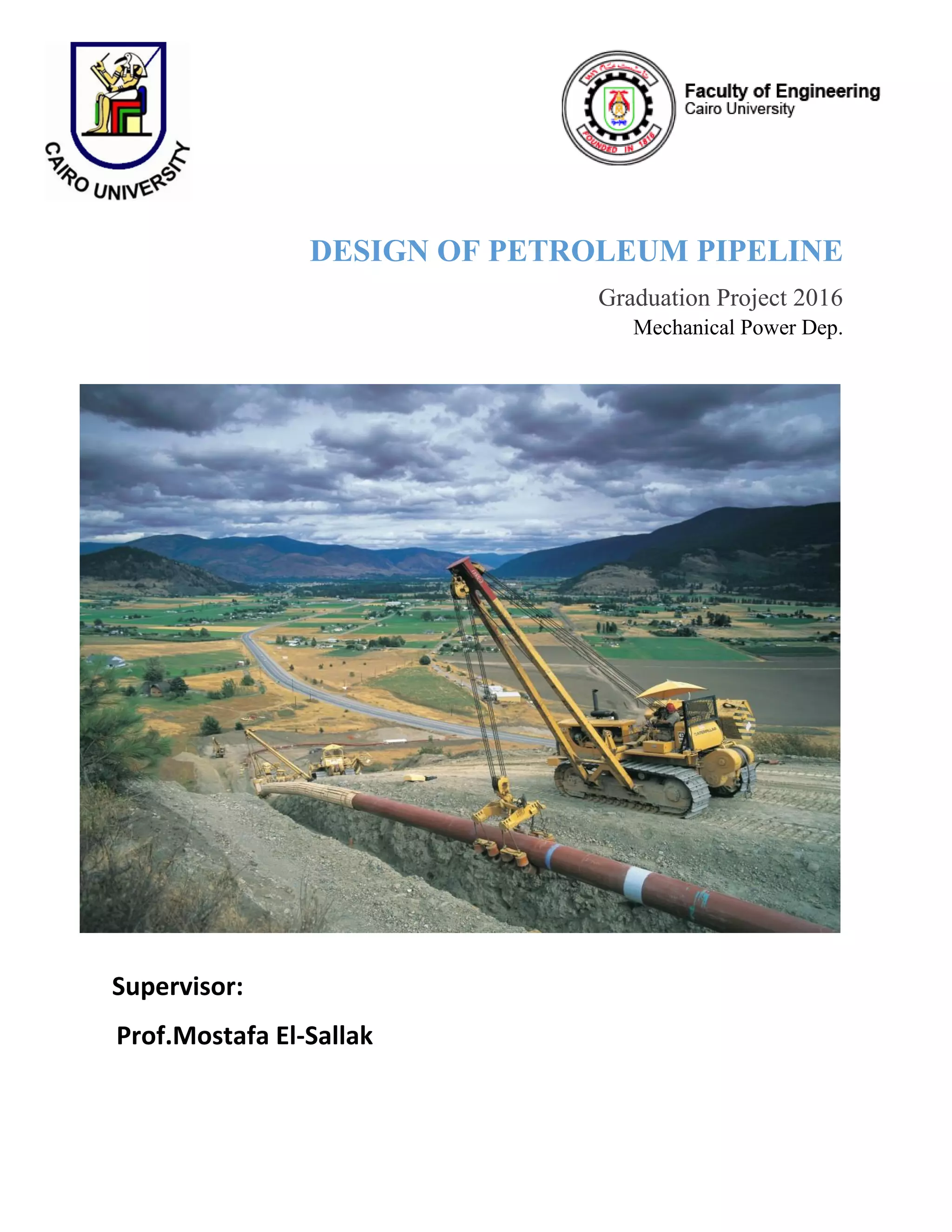 Petroleunm Pipeline Design (Graduation Project) | PDF