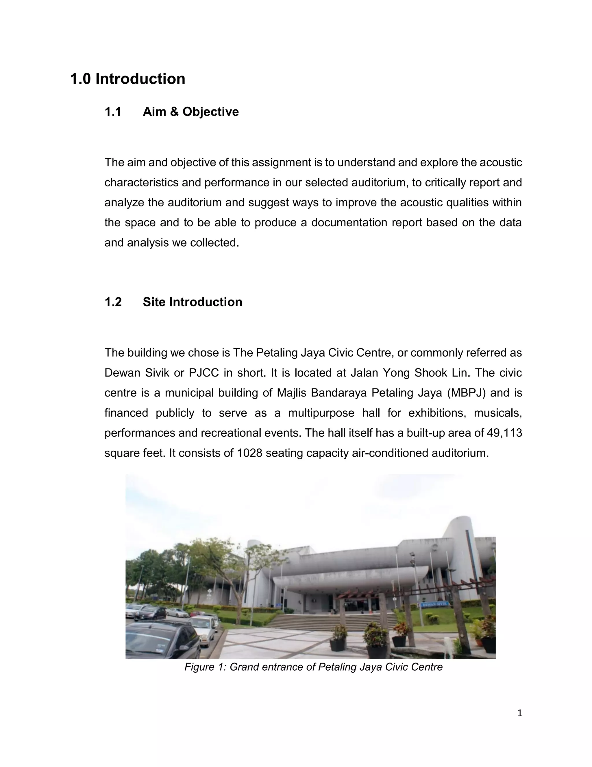 Project 1 : Auditorium - A Case Study of Acoustic Design | PDF