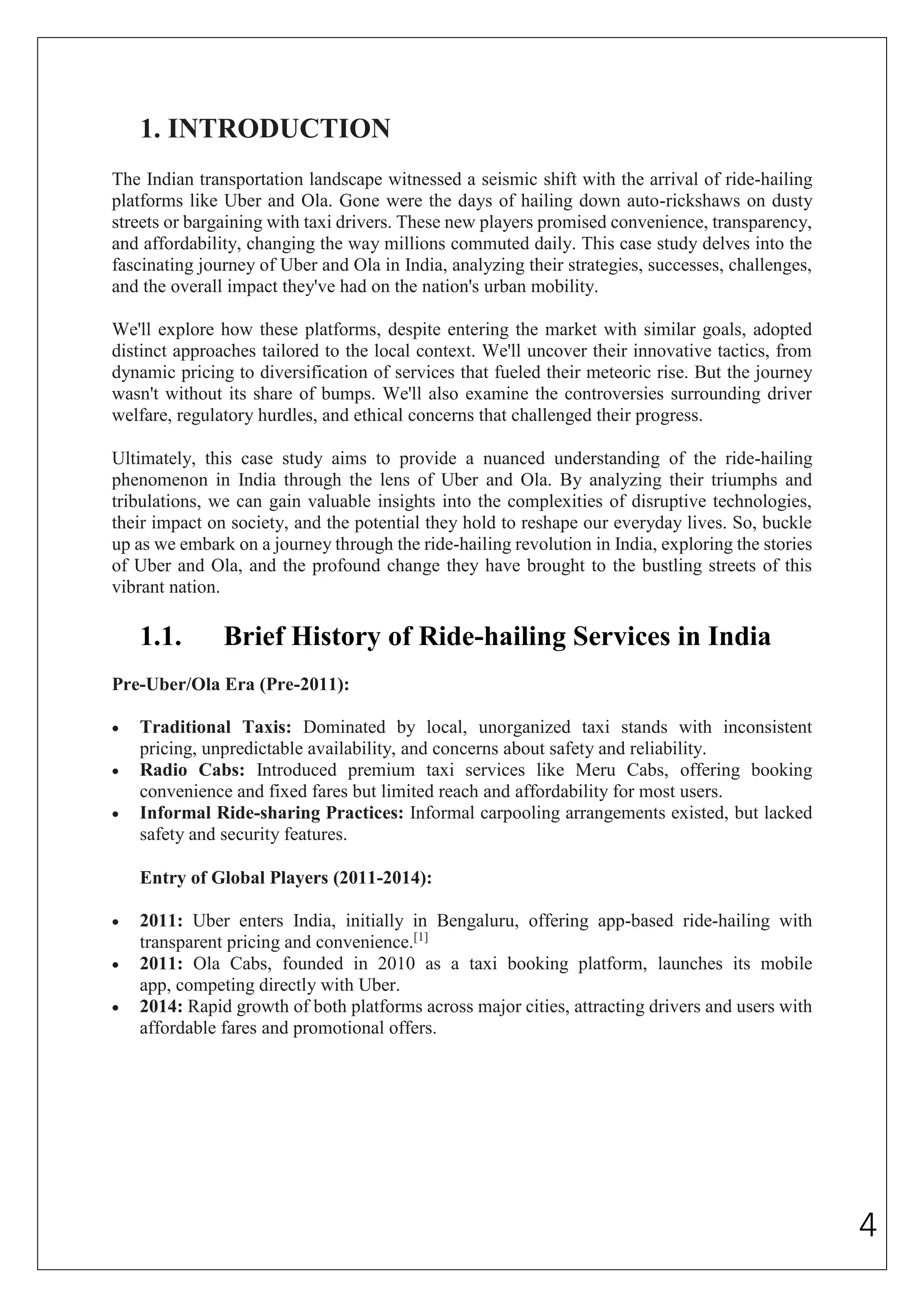 Case-Study - Online Cab Aggregators Uber and Ola in India | PDF