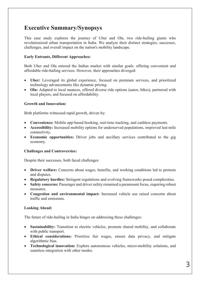 Case-Study - Online Cab Aggregators Uber and Ola in India | PDF