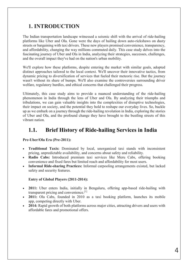 Case-Study - Online Cab Aggregators Uber and Ola in India | PDF