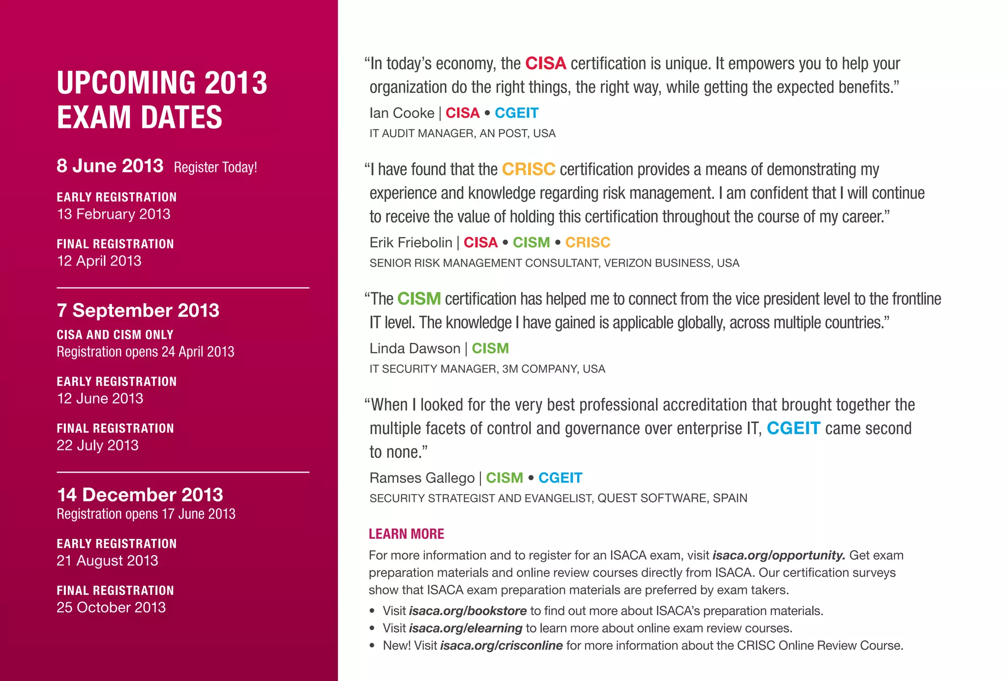 ISACA Certification Brochure General | PDF
