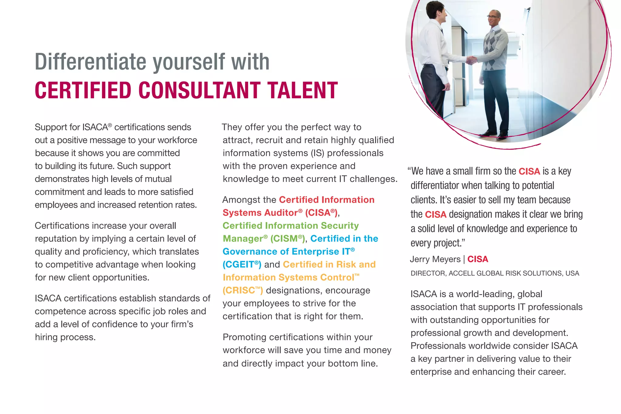 ISACA Certification Brochure directed at Consulting Firms | PPT | Free ...