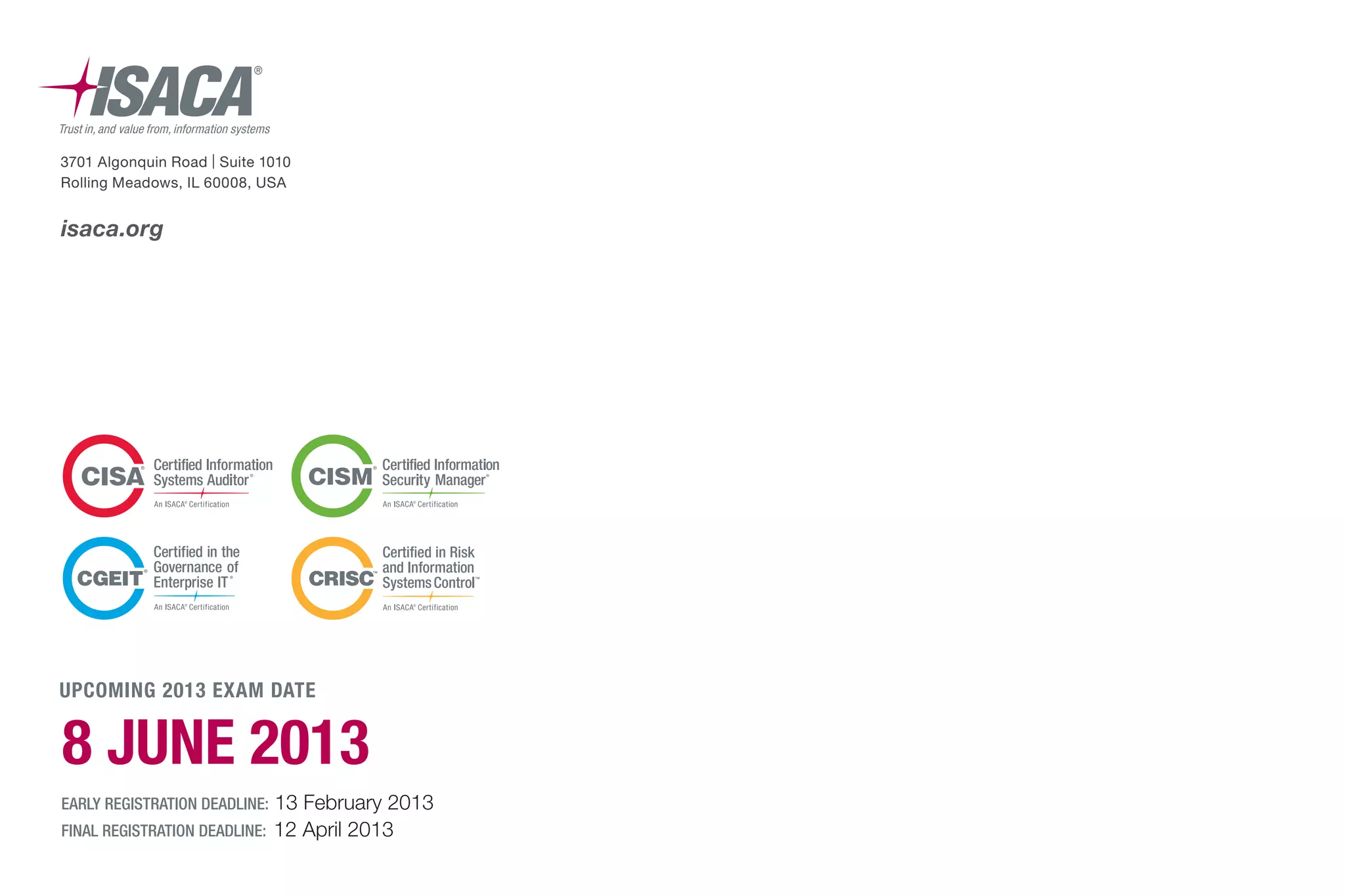 ISACA Certification Brochure directed at Consulting Firms | PPT