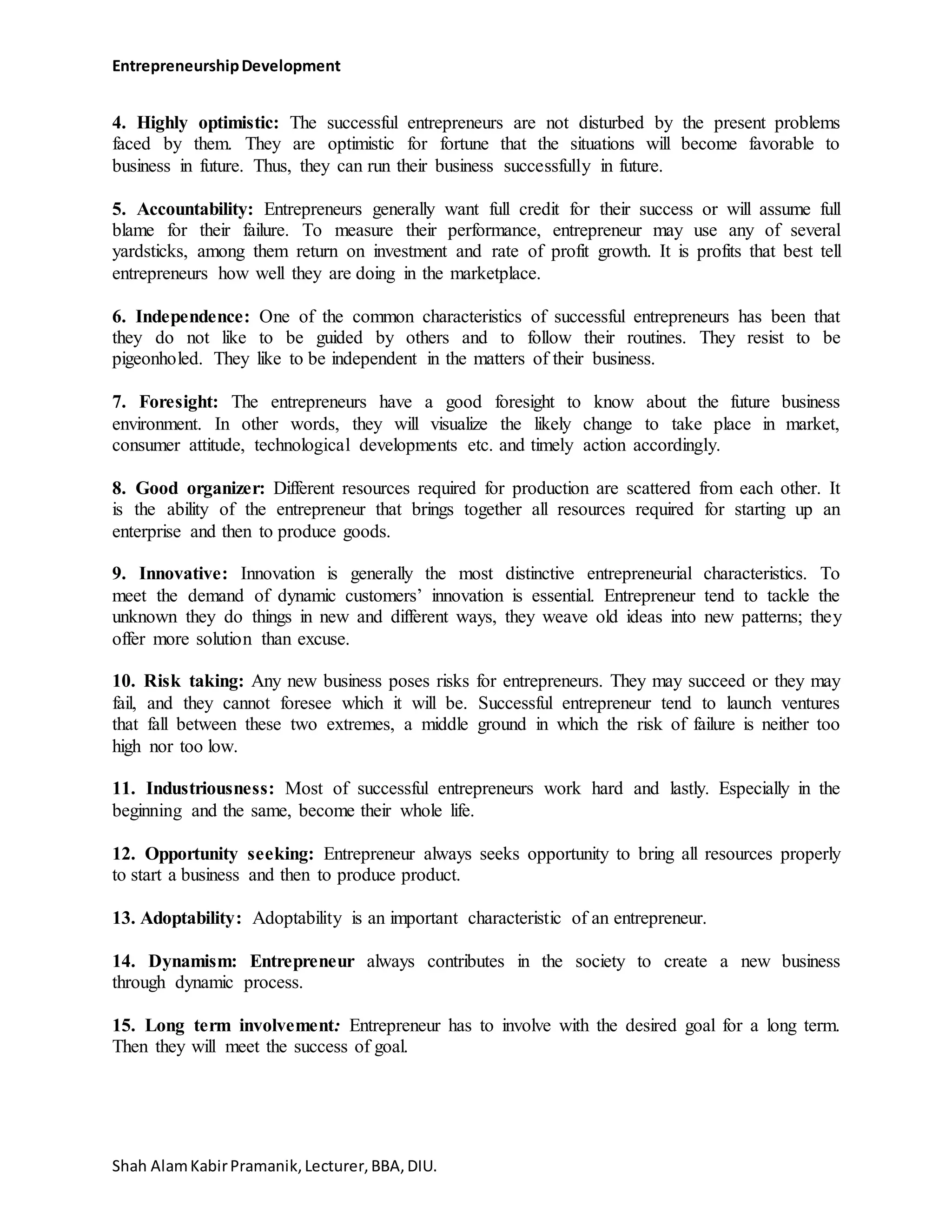 Final chapter one- fundamentals of entrepreneurship development | DOCX