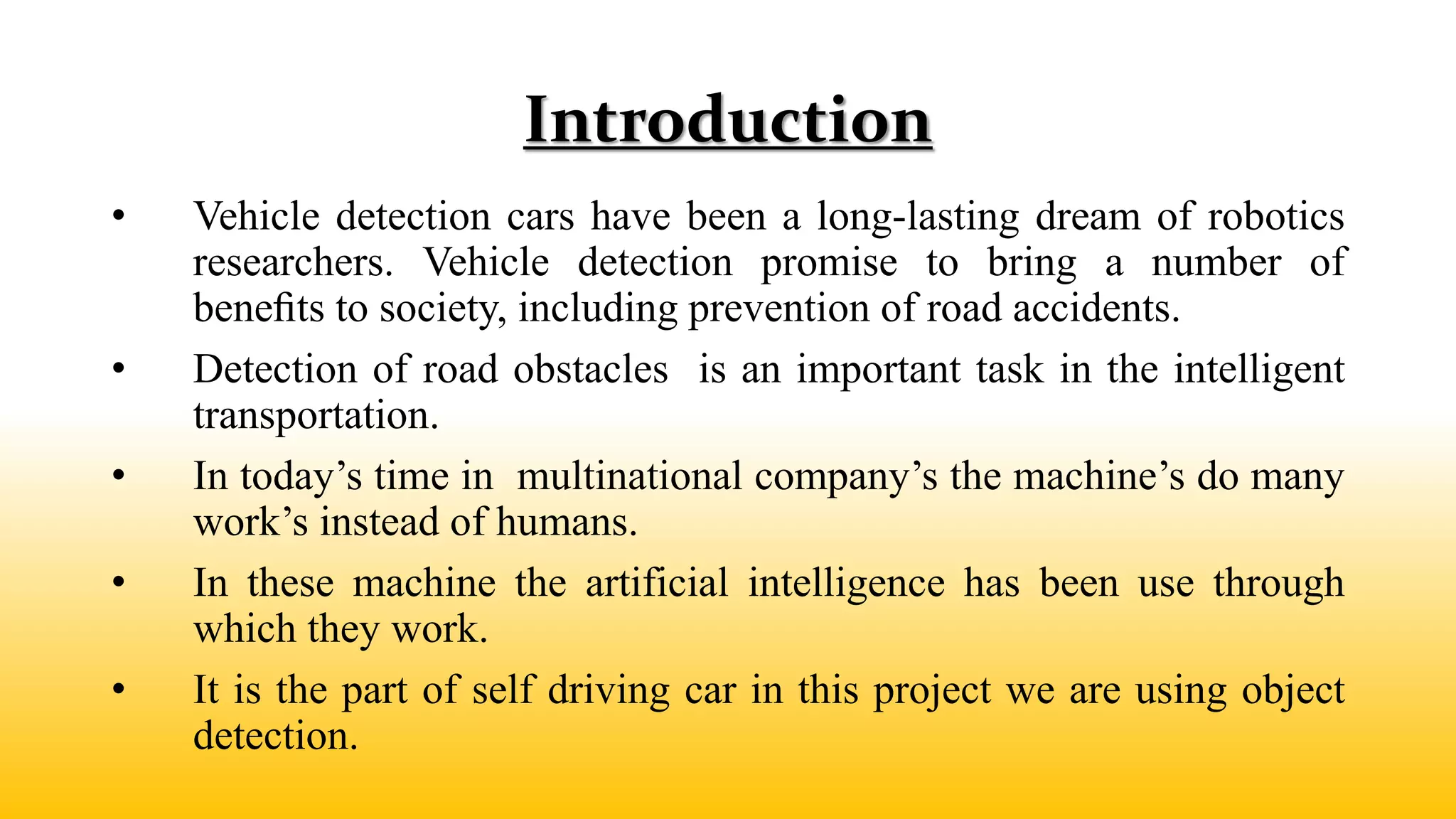 Vehicle Detection Using Camera Pptx