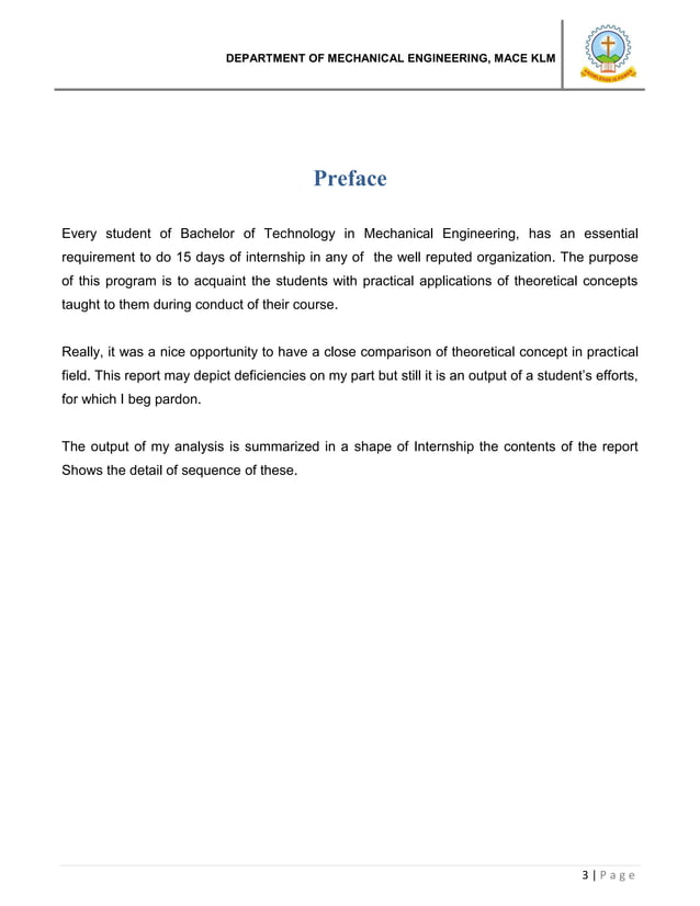 SUMMER INTERNSHIP REPORT 2016 (MECHANICAL ENGINEERING) | PDF | Drawing ...