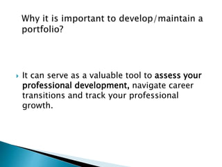 Lecture: Final current needs on portfolio development | PPTX