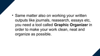 GRAPHIC-ORGANIZER A TOOL FOR MEANINGFUL LEARNING | PPTX