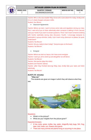 LESSON PLAN SCIENCE 7 ECOSYSTEM BIOTOC AND ABIOTIC FACTORS | DOCX