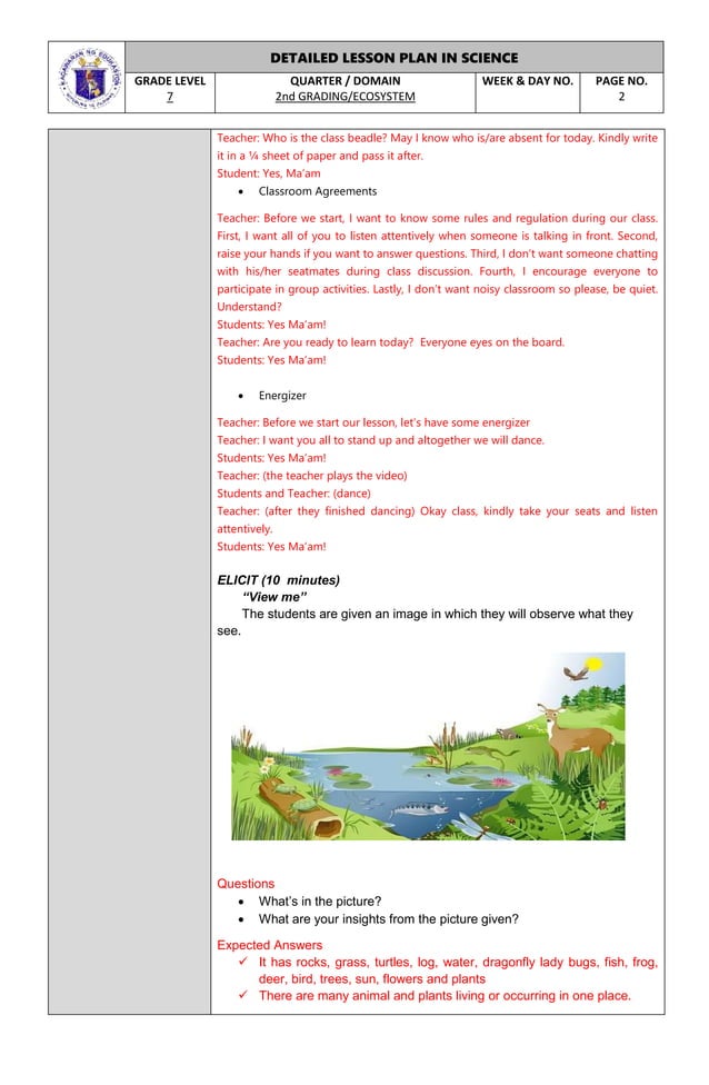 LESSON PLAN SCIENCE 7 ECOSYSTEM BIOTOC AND ABIOTIC FACTORS | DOCX | Environment | Science