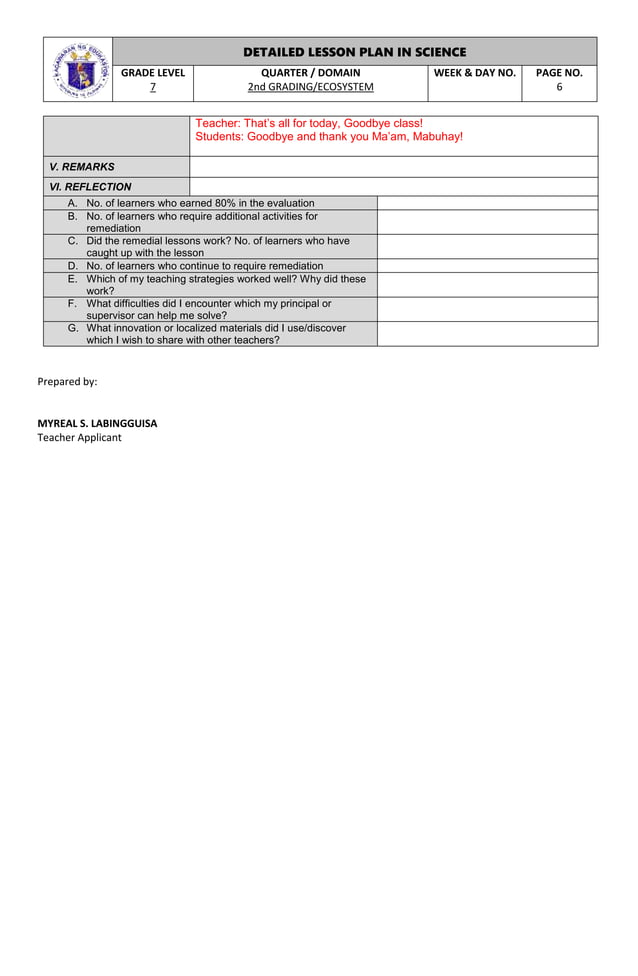 LESSON PLAN SCIENCE 7 ECOSYSTEM BIOTOC AND ABIOTIC FACTORS | DOCX | Environment | Science