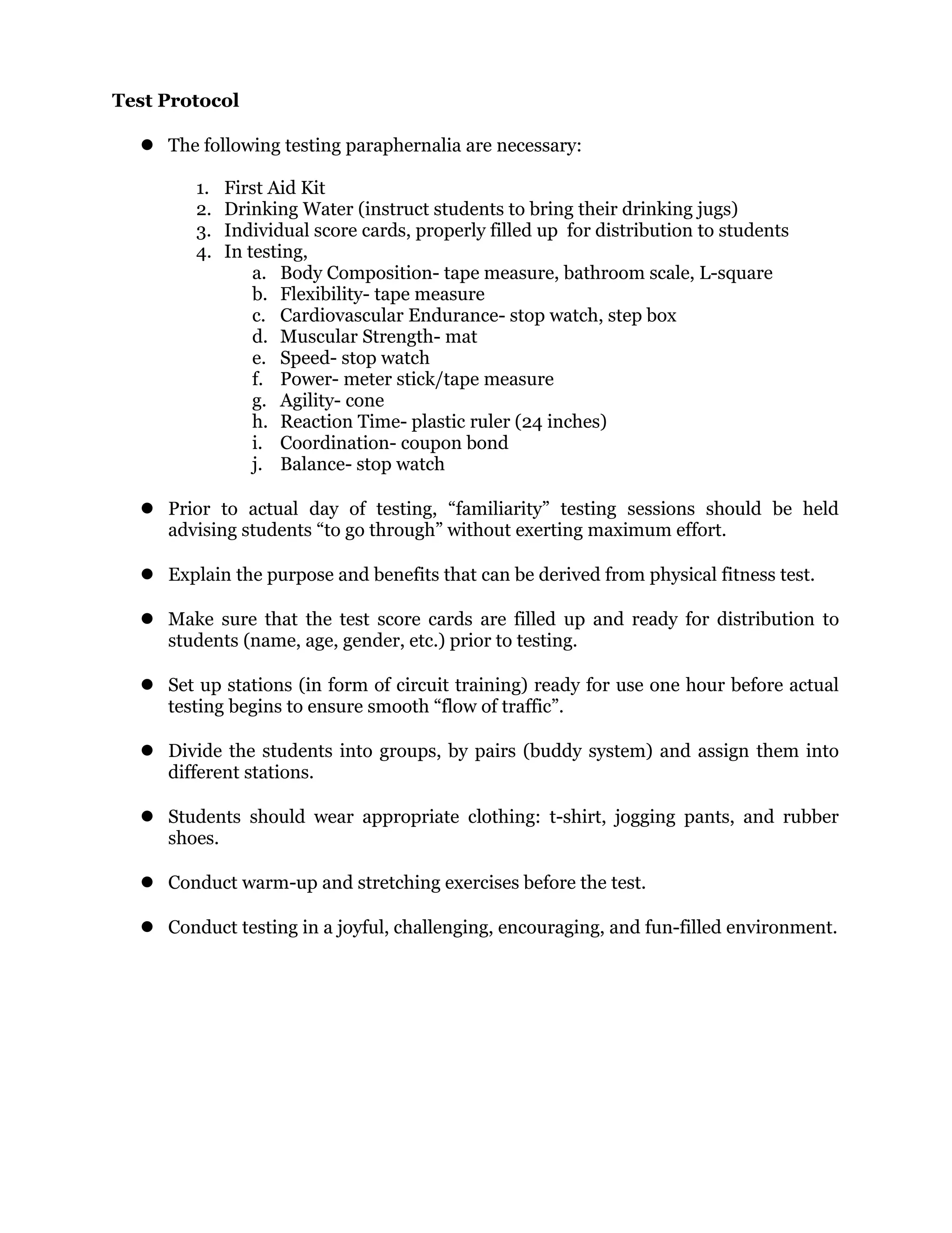 Final dep ed physical fitness test | DOC