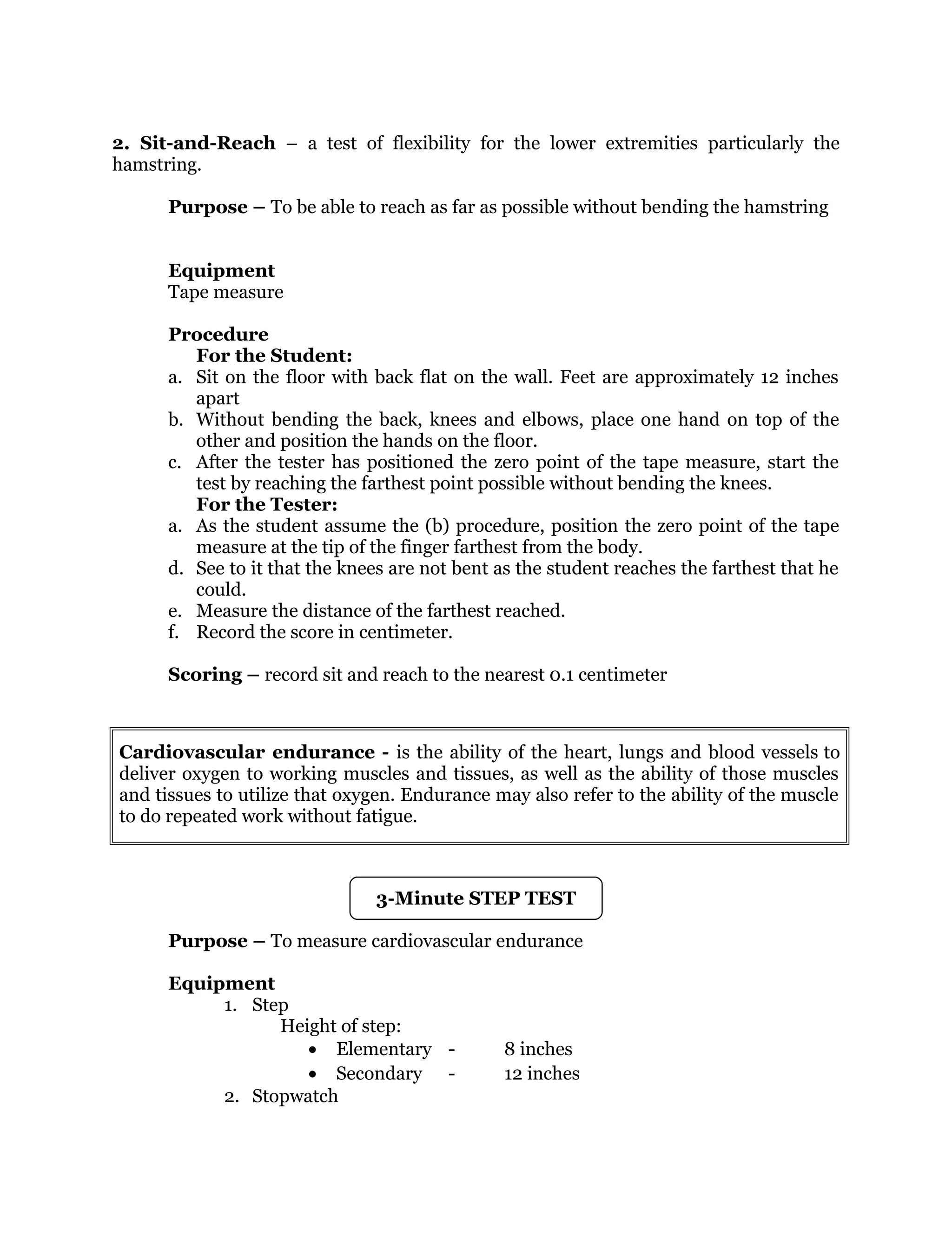 Final dep ed physical fitness test | DOC