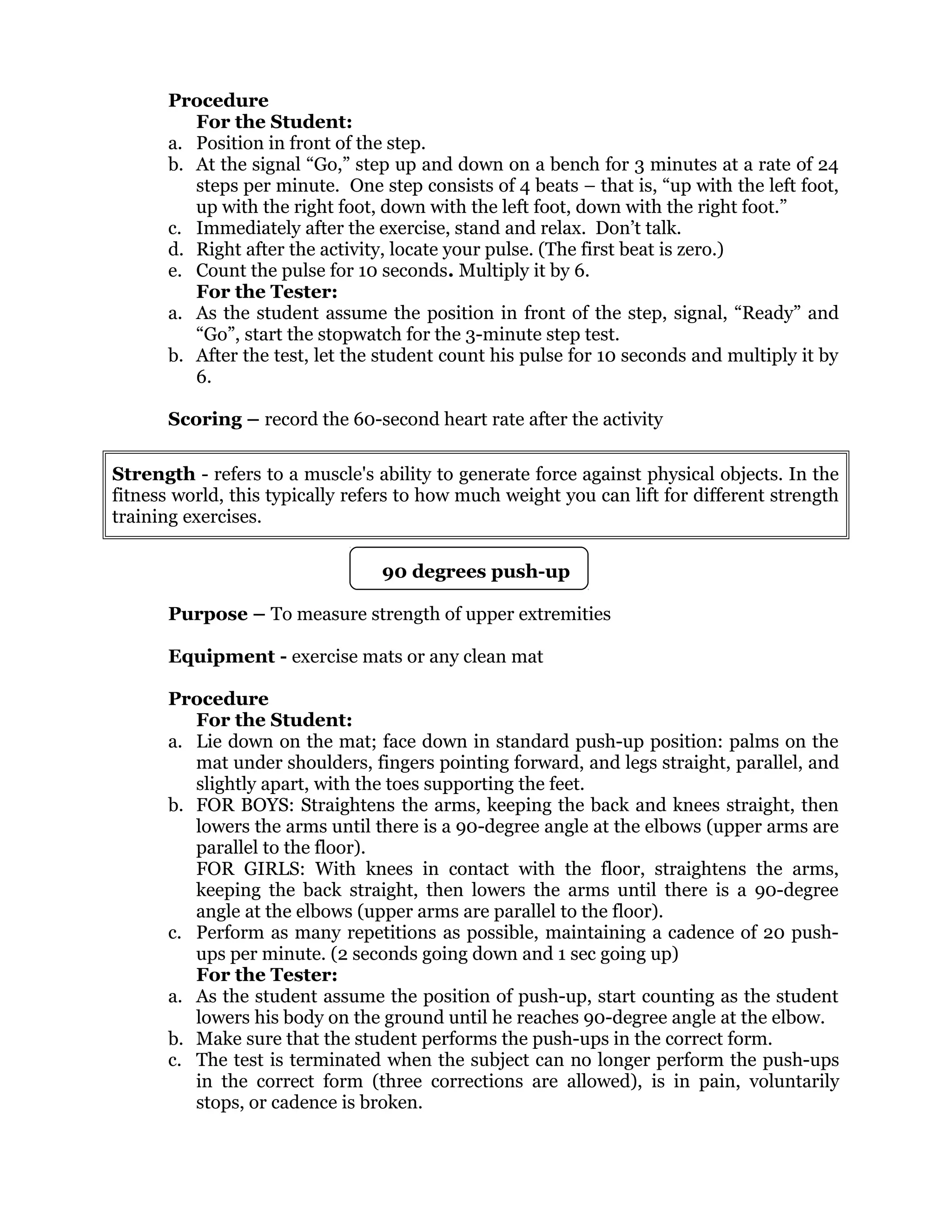 Final dep ed physical fitness test | DOC