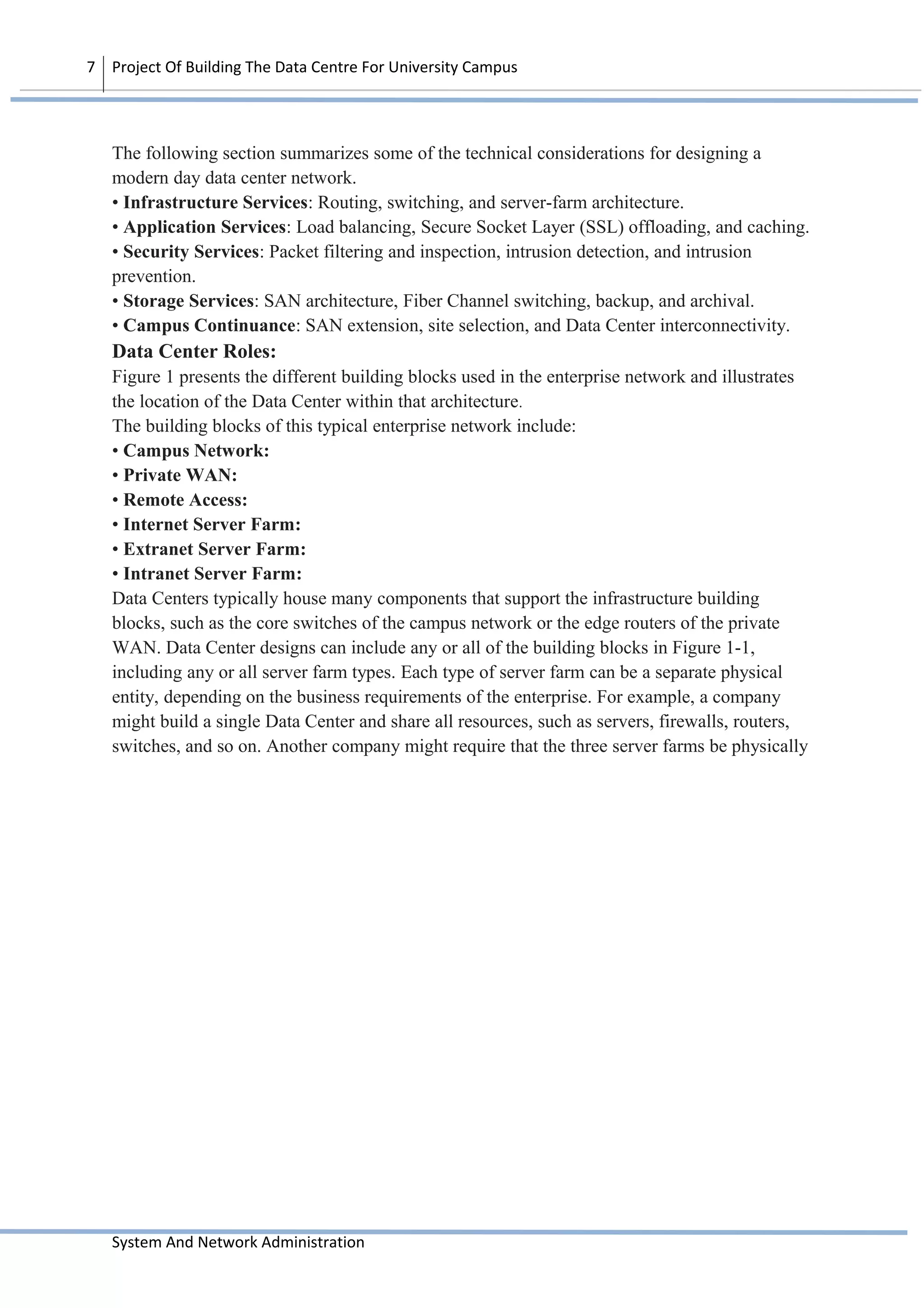 Data Center Proposal (System Network Administration) | DOC
